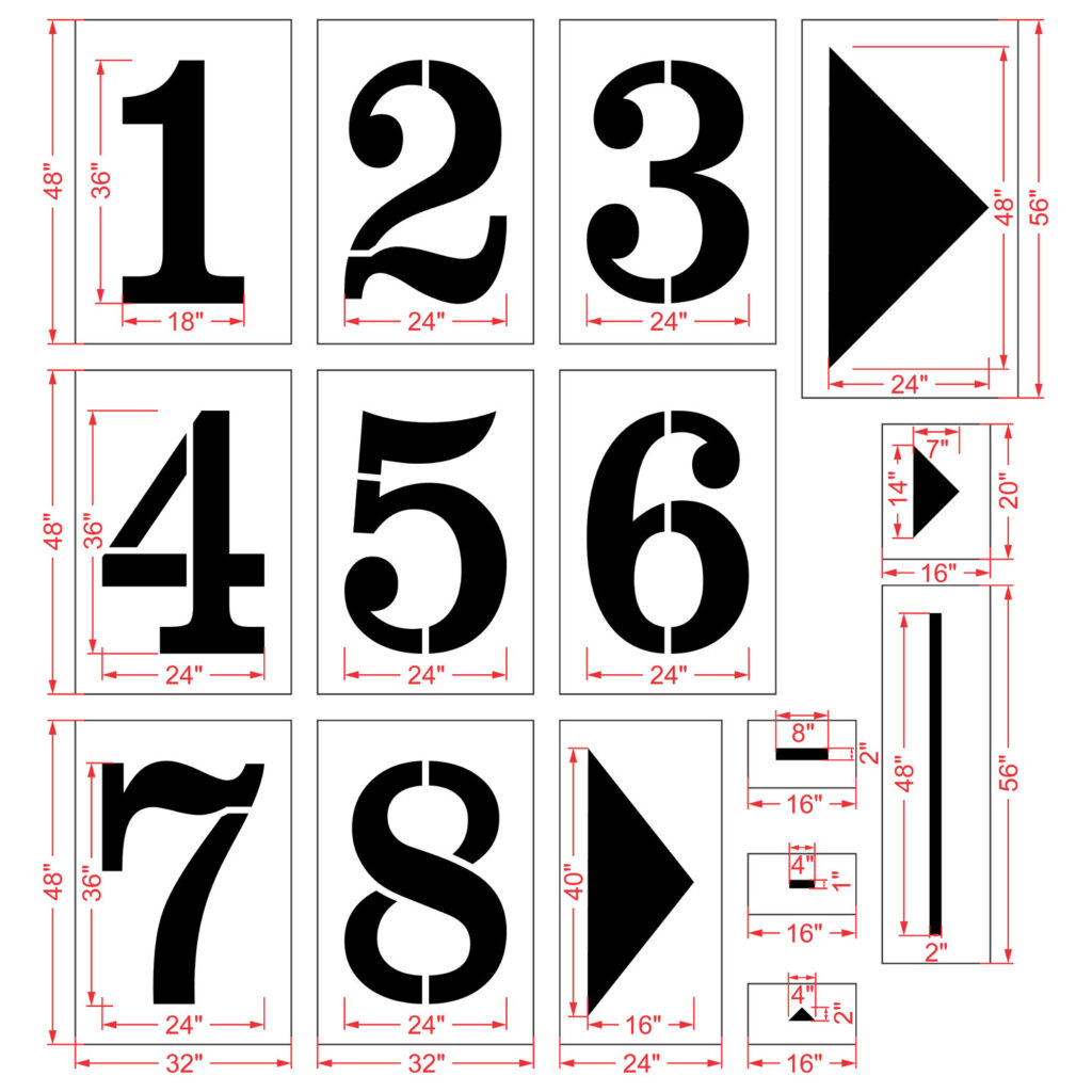 36" Track And Field Number Stencil Kit - RAE Products & Chemicals Corp ...