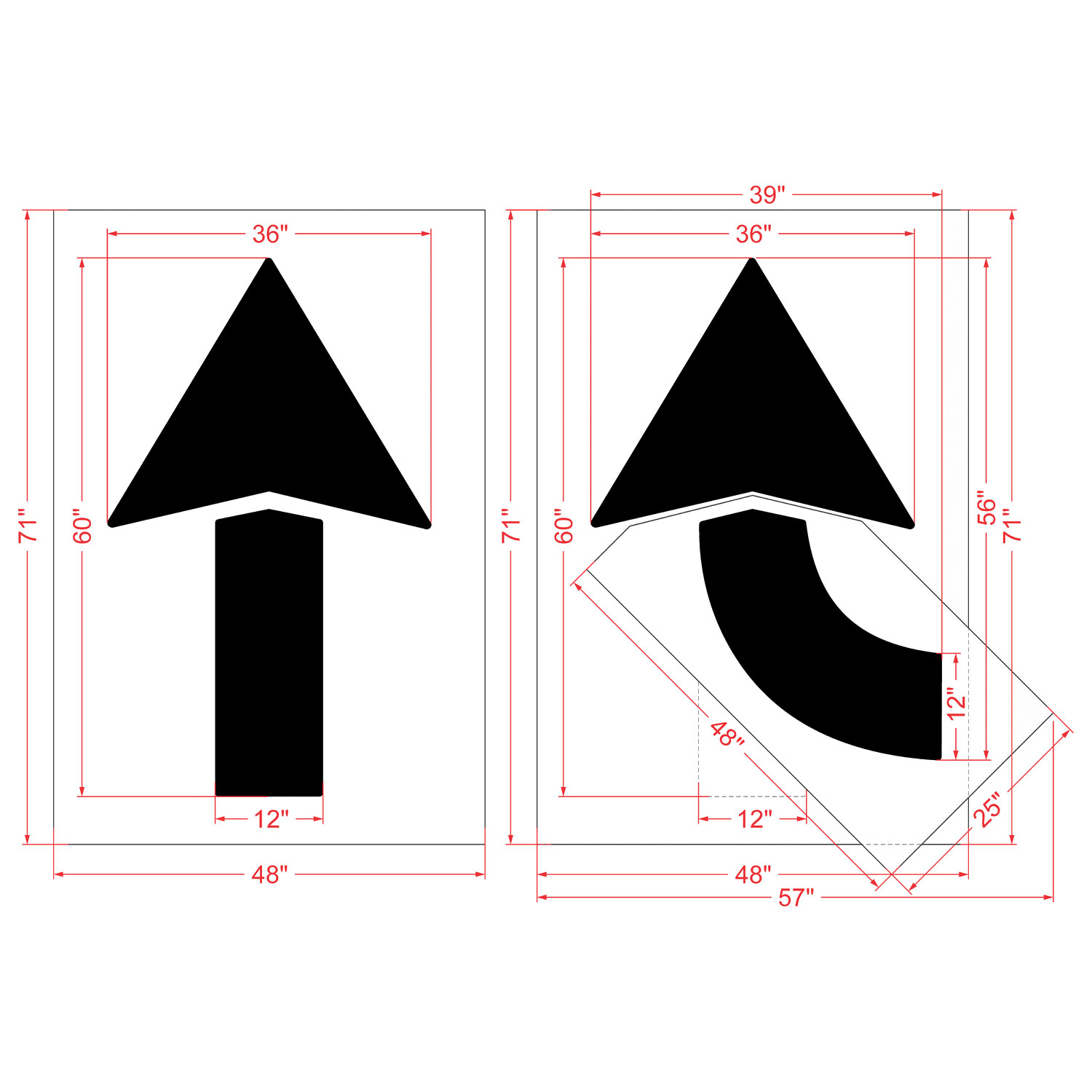 60" Straight & Turn Arrow Combo Kit Stencil - RAE Products & Chemicals ...