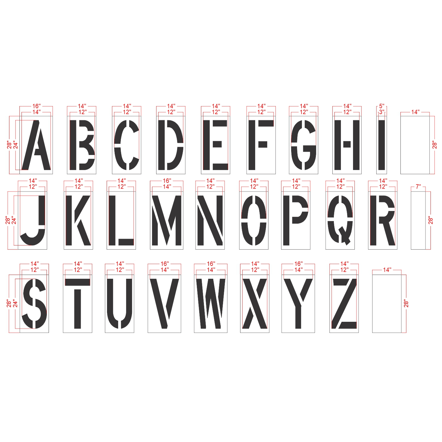 24" x 12" Alphabet Kit Stencil - RAE Products & Chemicals Corp ...