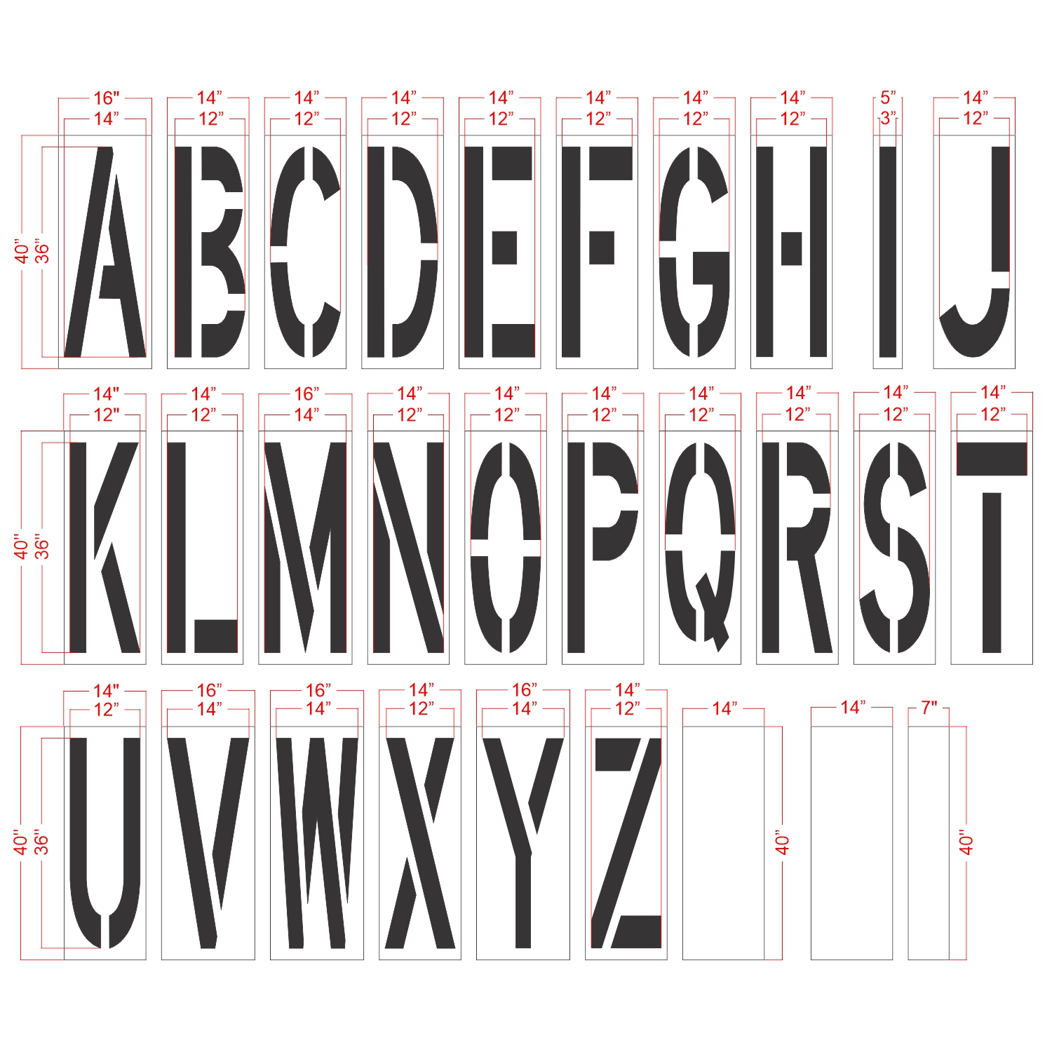 36" x 12" Alphabet Kit Stencil - RAE Products & Chemicals Corp ...