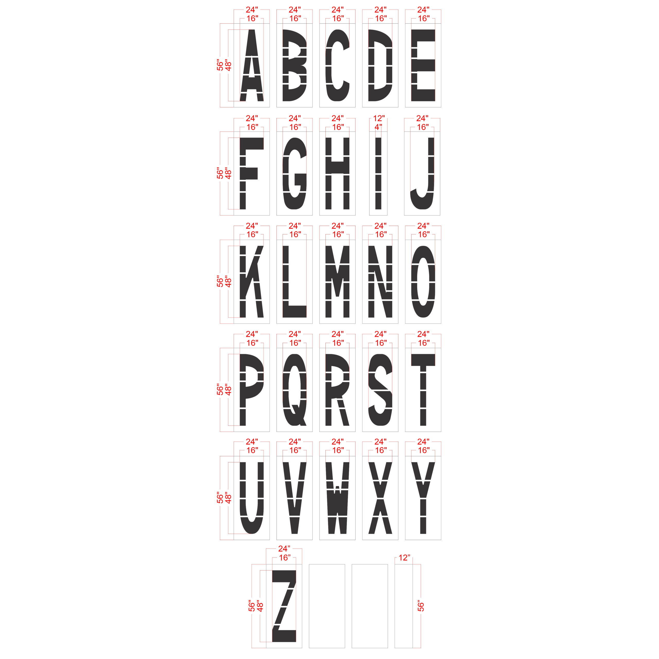 48" x 16" Alphabet Kit Stencil - RAE Products & Chemicals Corp ...
