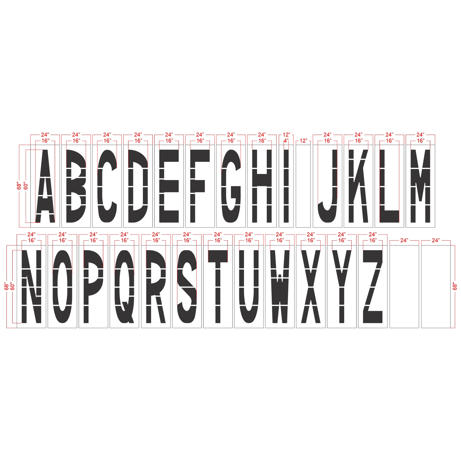 60" x 16" Alphabet Kit Stencil - RAE Products & Chemicals Corp ...