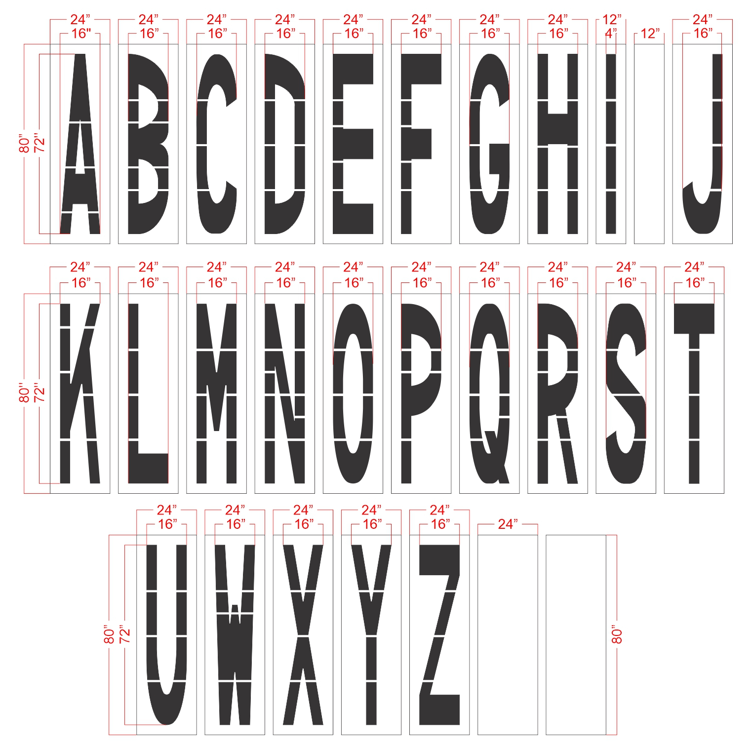 72" x 16" Alphabet Kit Stencil - RAE Products & Chemicals Corp ...