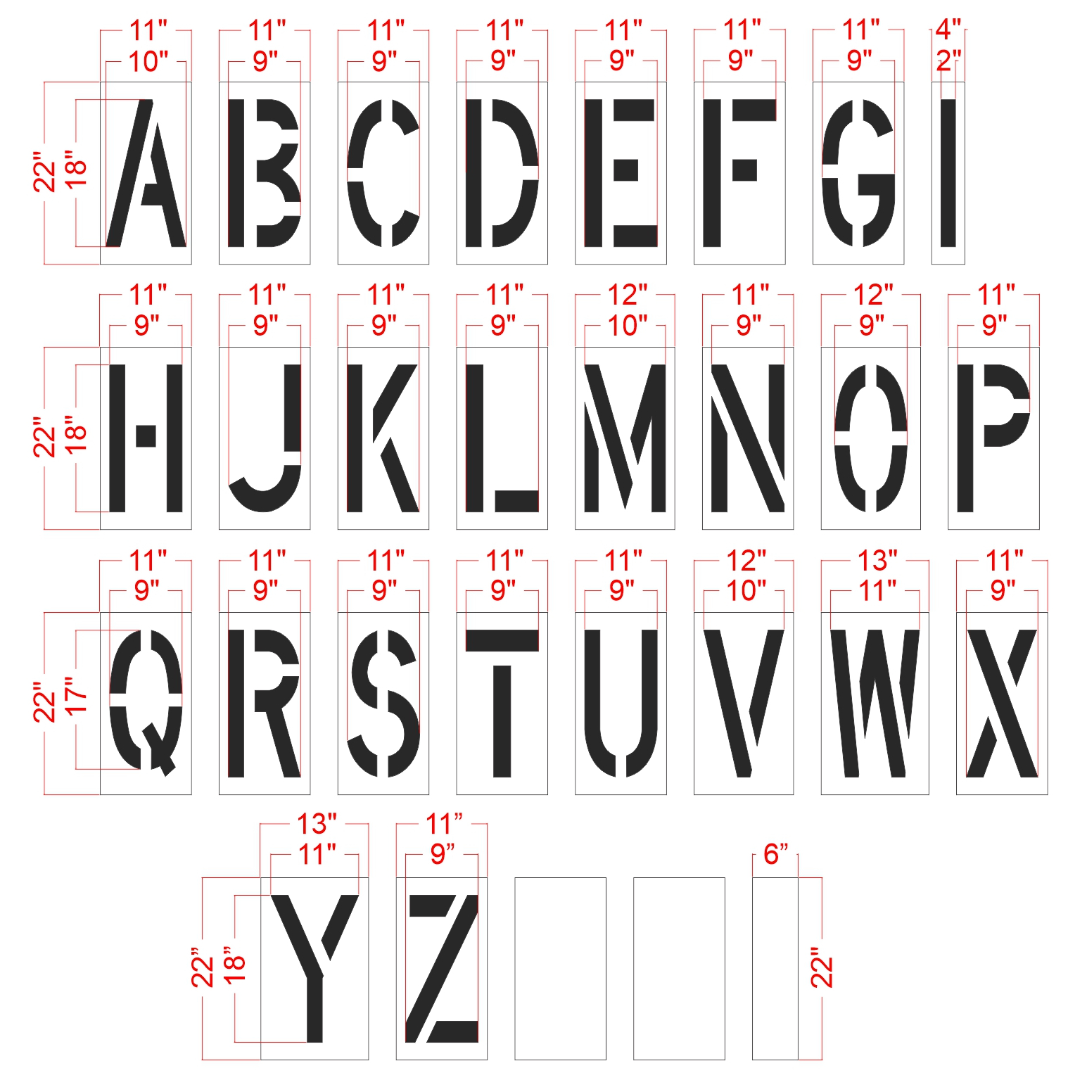 18" x 9" Alphabet Kit Stencil - RAE Products & Chemicals Corp ...