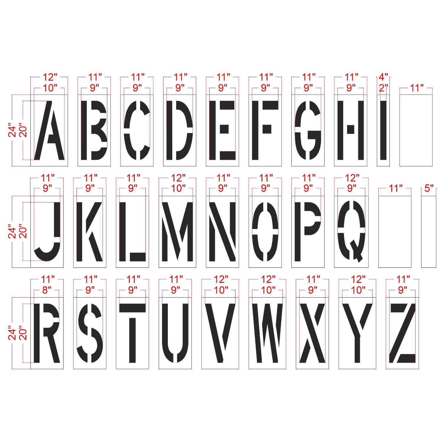 20" x 9" Alphabet Kit Stencil - RAE Products & Chemicals Corp ...