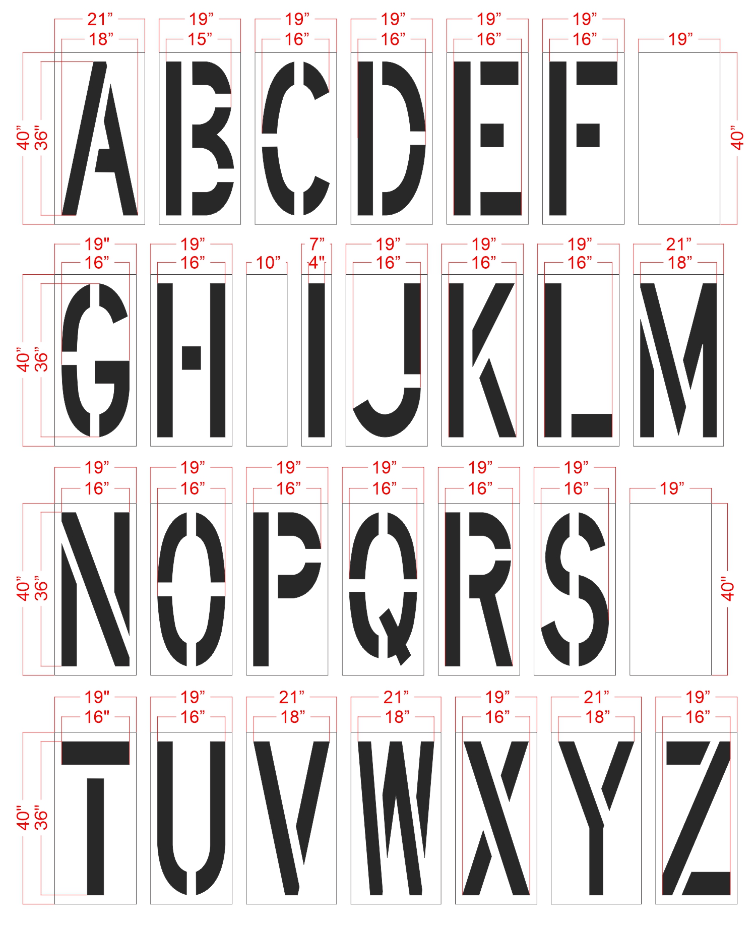 36" x 16" Alphabet Kit Stencil - RAE Products & Chemicals Corp ...
