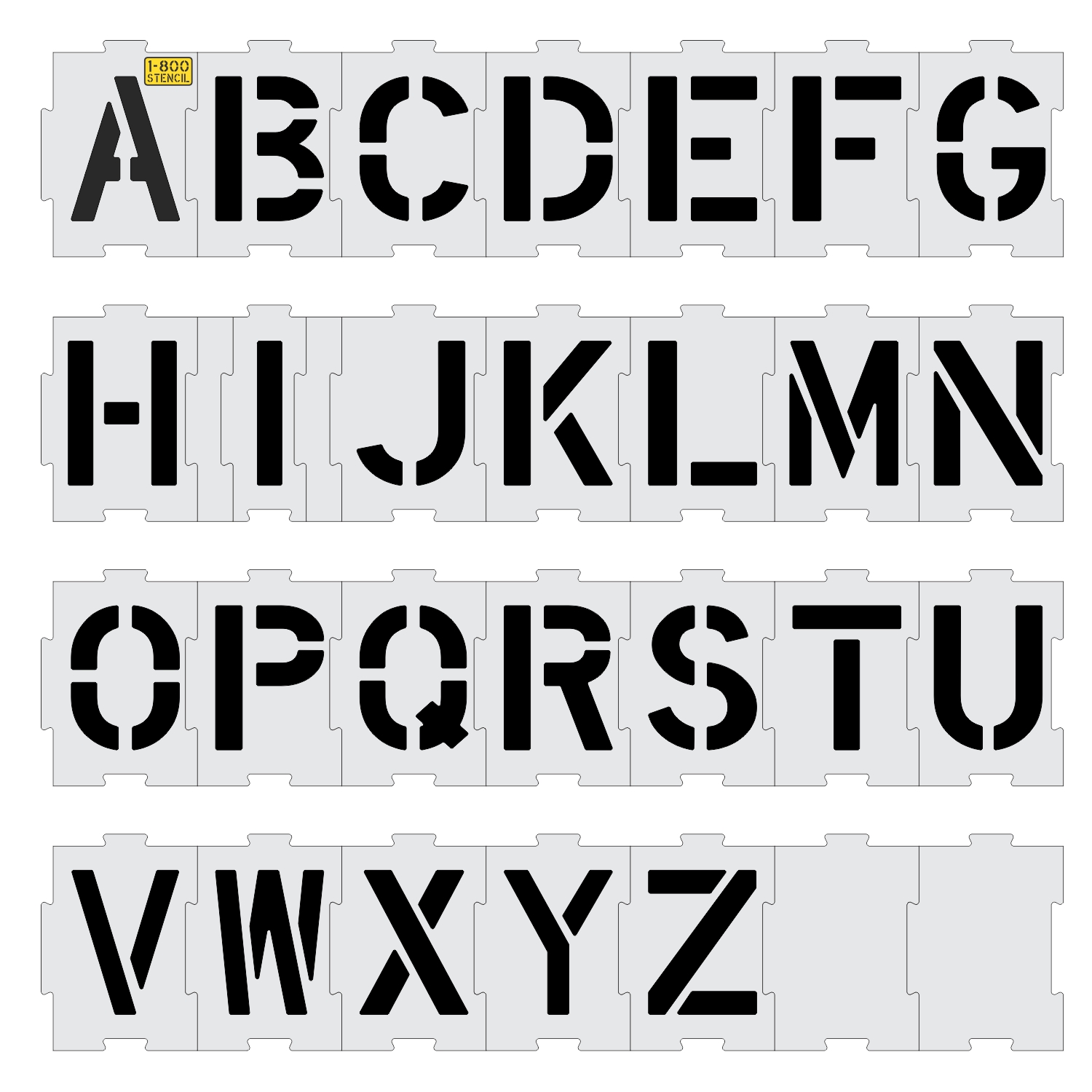 12" Interlocking Alphabet Kit Stencil - RAE Products & Chemicals Corp ...