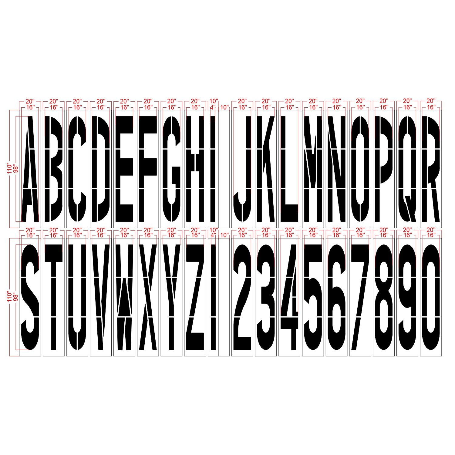 98" Arizona DOT Alphabet & Number Kit Stencil - RAE Products ...
