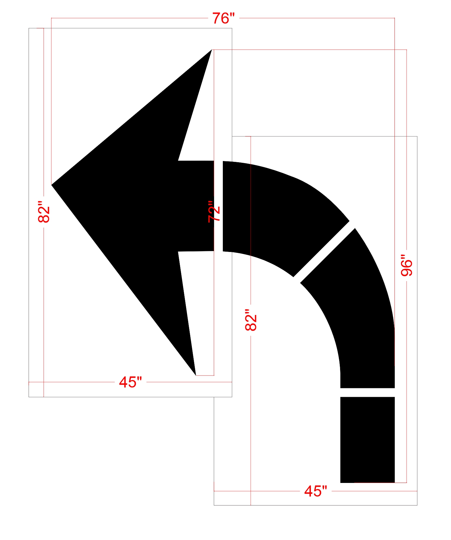 96" Michigan DOT Turn Arrow Stencil - RAE Products & Chemicals Corp ...