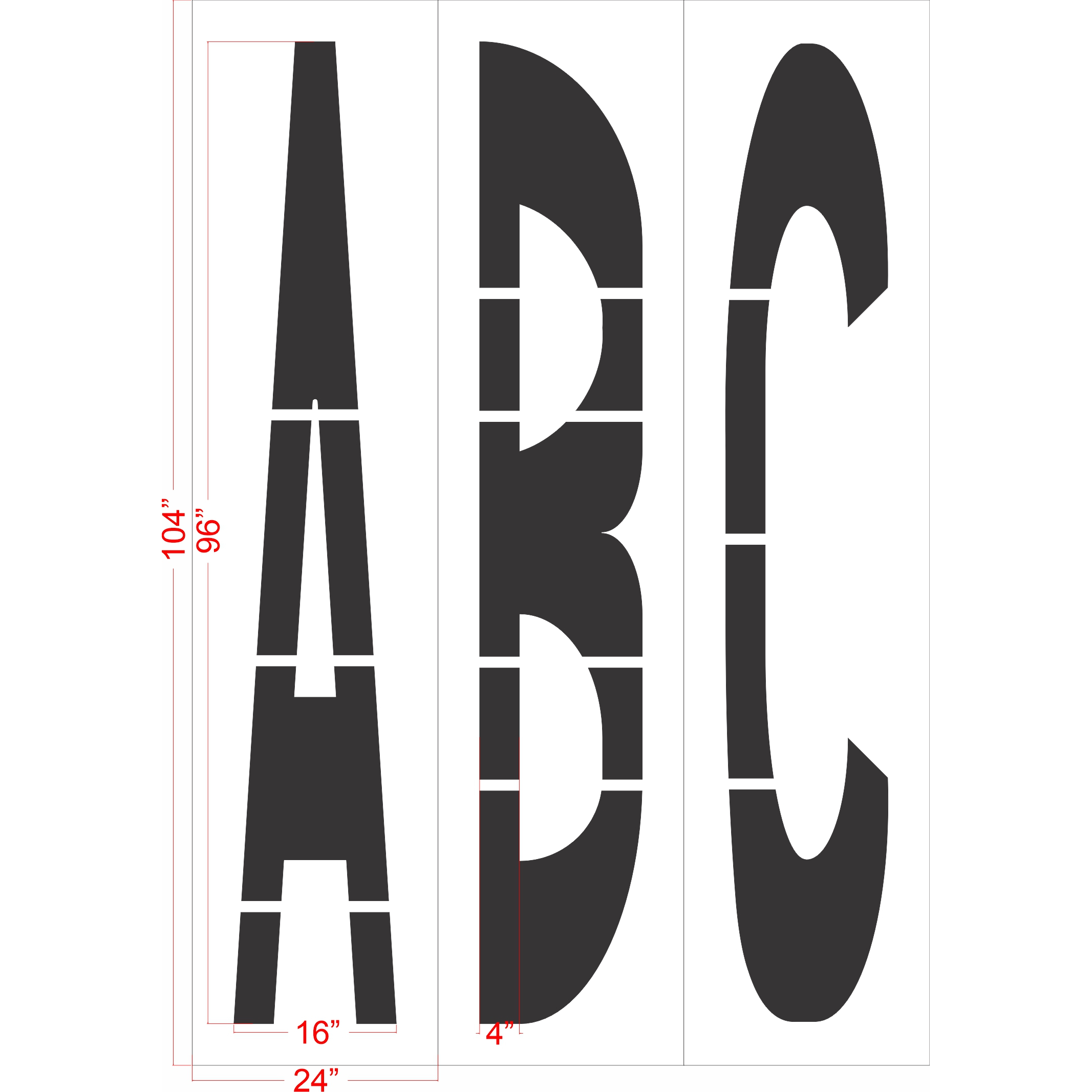 96" x 16" Virginia DOT Alphabet Kit Stencil - RAE Products & Chemicals ...