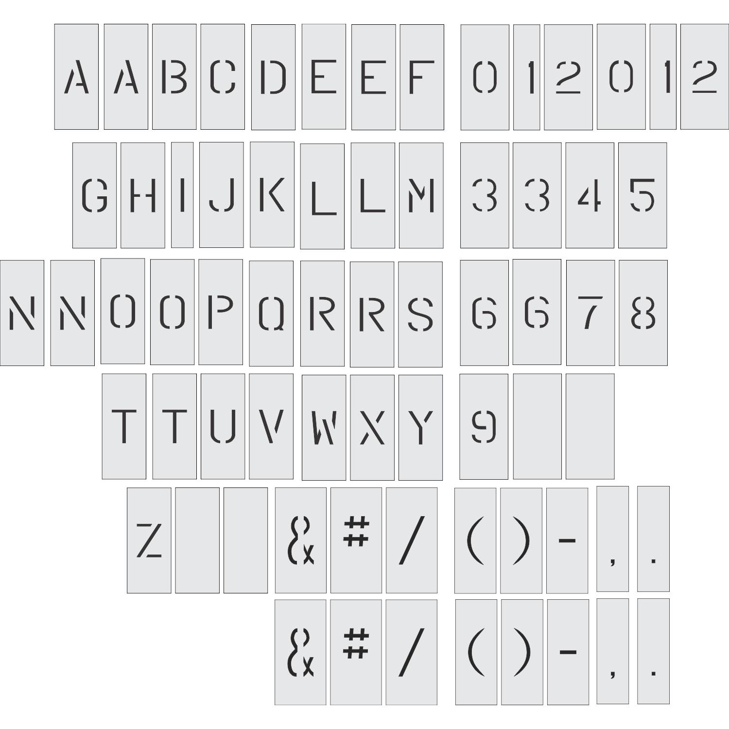 2" Alphabet and Number Mega Kit Stencil - RAE Products & Chemicals Corp ...