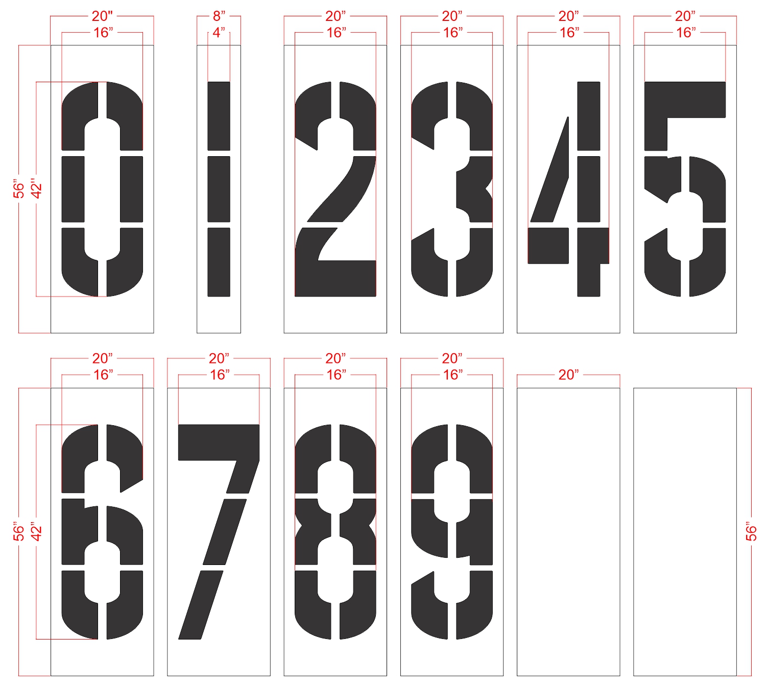 42" x 12" Number Kit Stencil - RAE Products & Chemicals Corp ...