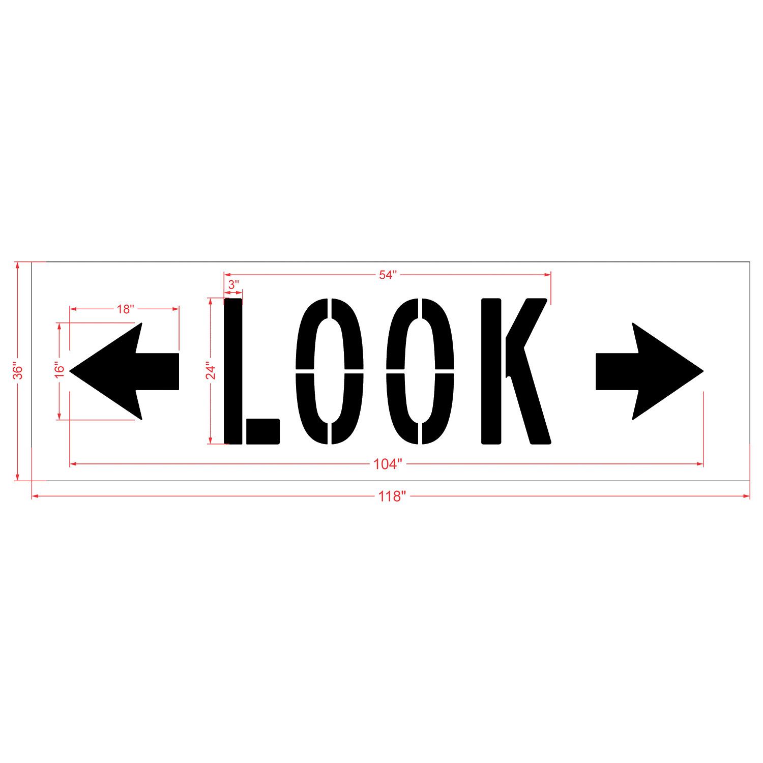 24" Look w/ Arrows Stencil - RAE Products & Chemicals Corp. - Providing ...
