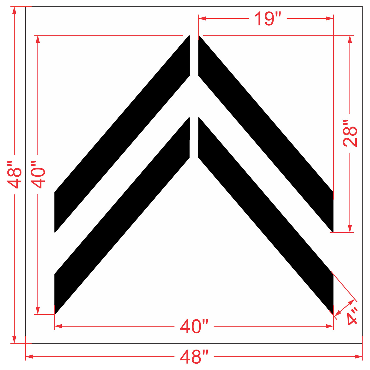 40" Bike Lane Chevron Stencil - RAE Products & Chemicals Corp ...