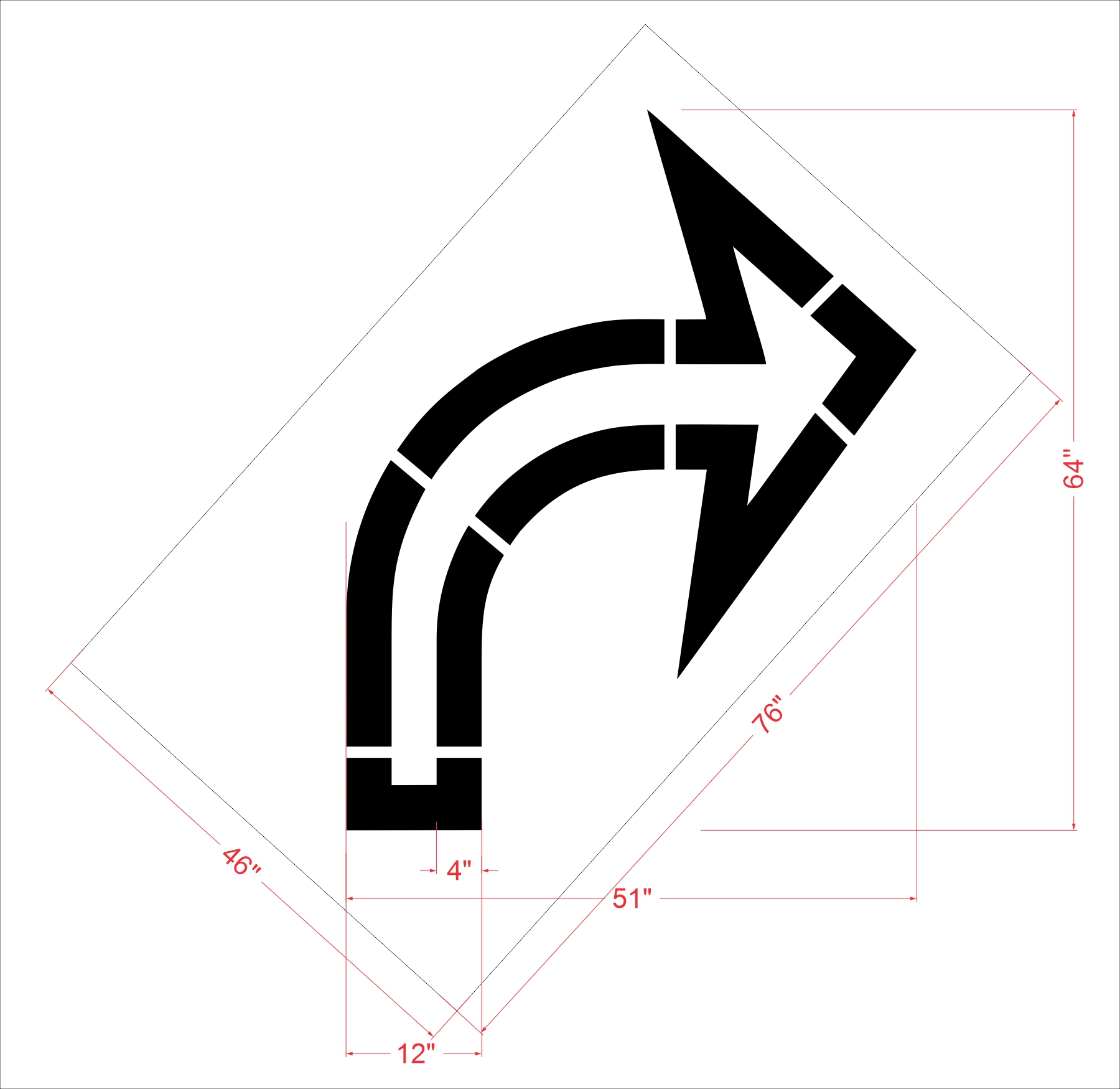 64" Sams Club Right Turn Arrow Stencil - RAE Products & Chemicals Corp ...