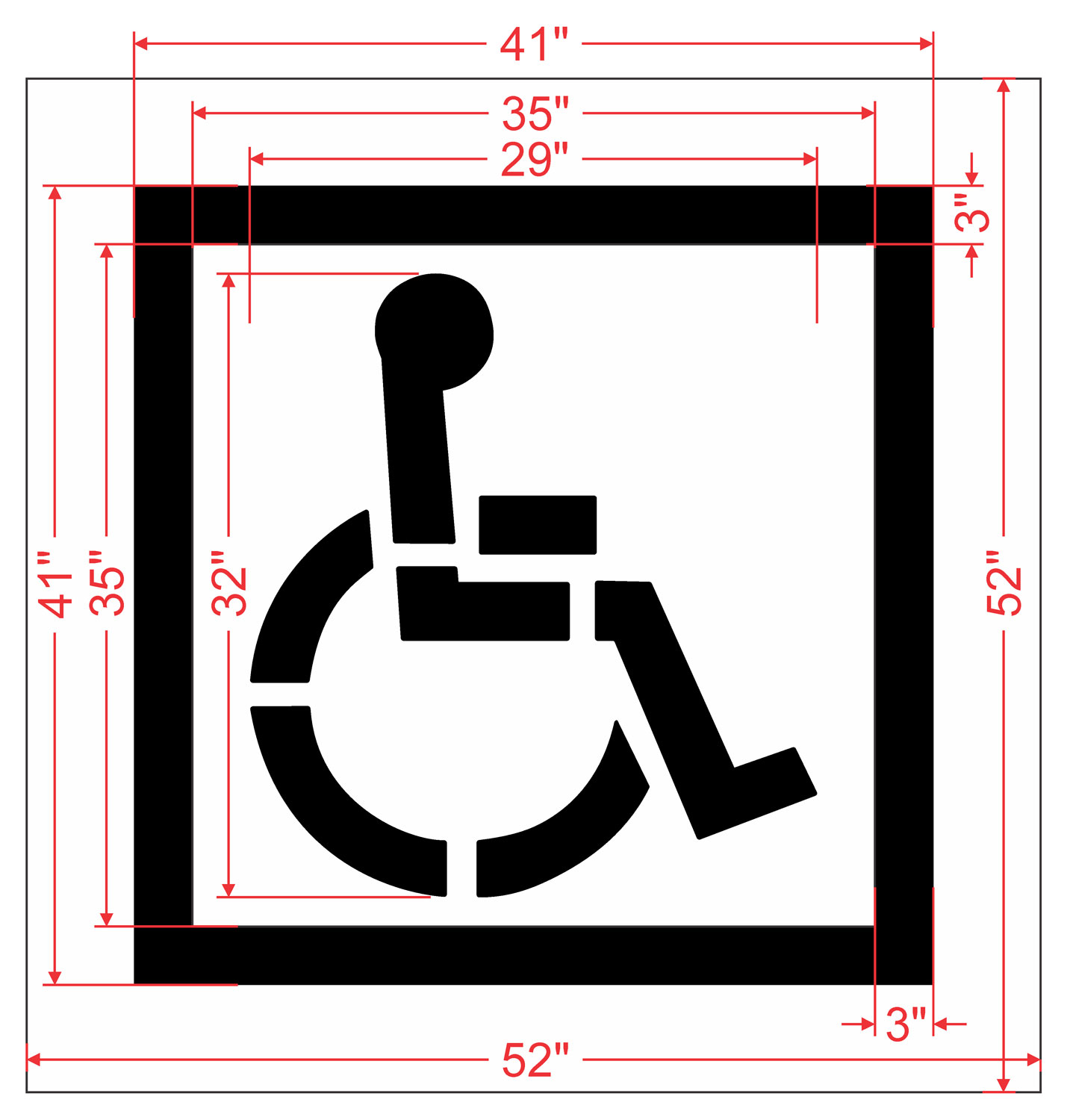 32" Handicap Stencil with 41" Solid Border - RAE Products & Chemicals ...
