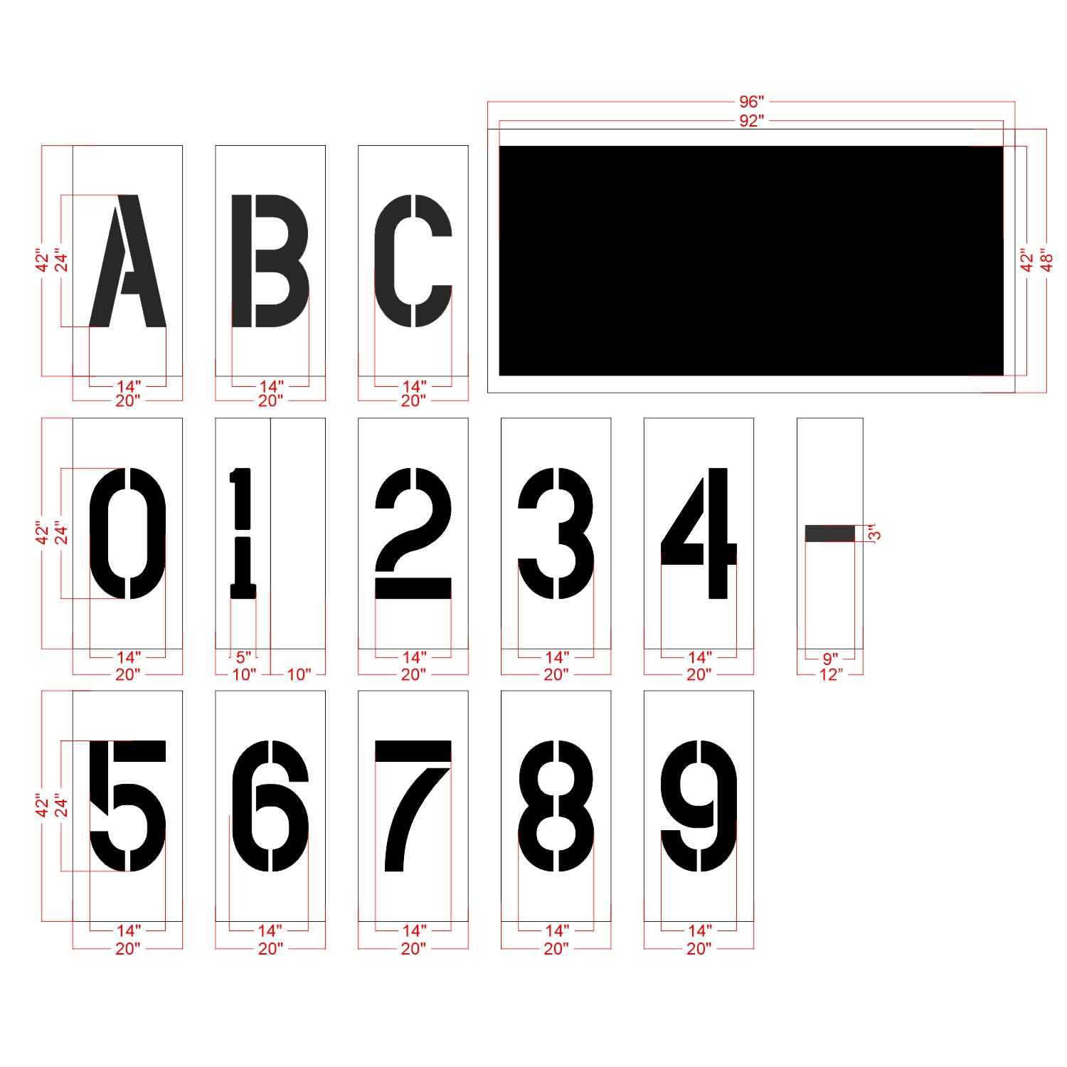 21" Amazon ABC with Number and Background Stencil Set - RAE Products ...