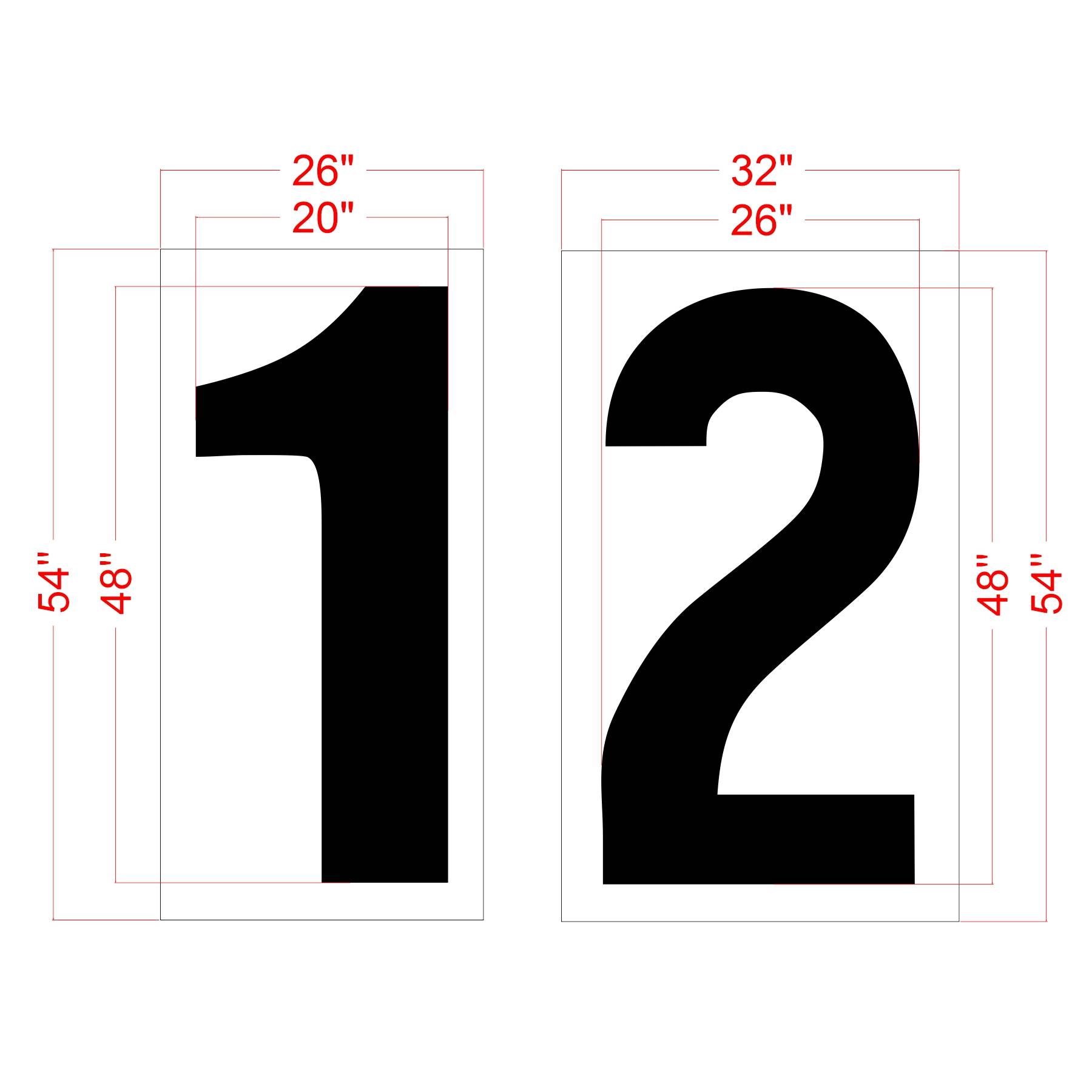 48" Domino's Numbers 1 and 2 Stencil Set - RAE Products & Chemicals ...
